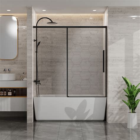 Eleganceshoweria 56 60 W X 58 H Tub Sliding Shower Door Semi