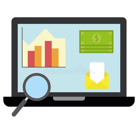 Business Data Graph On Laptop Icon Vector Stock Vector Illustration