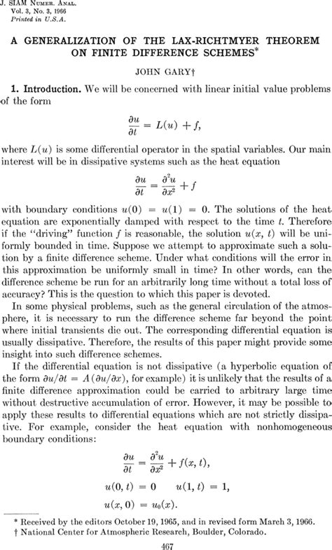 A Generalization Of The Lax Richtmyer Theorem On Finite Difference Schemes Siam Journal On