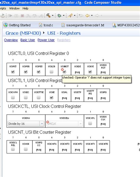 grace 3 usi initialisation trouble msp low power microcontroller