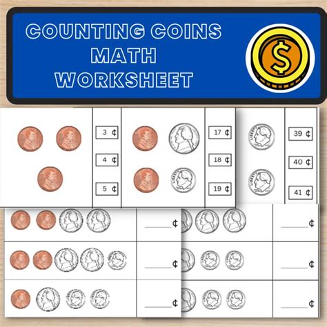 Counting Coins Math Worksheet By The Math 24hrs Tpt