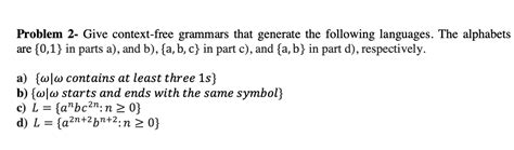solved problem 2 give context free grammars that generate