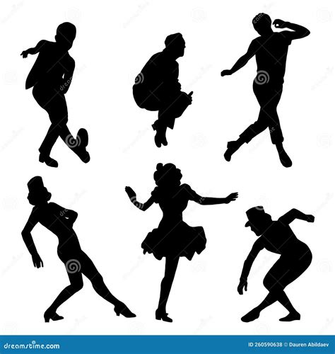 Hand Drawn Dancer Silhouette Set Vector Illustration Stock Vector Illustration Of Background