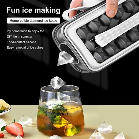 Badu Bg Diamond Ice Ball Maker Тава за ледени кубчета с капак за коктейли охладени напитки