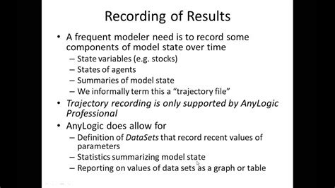 Anylogic Data Output Preliminary Remarks Agent Based Modeling For