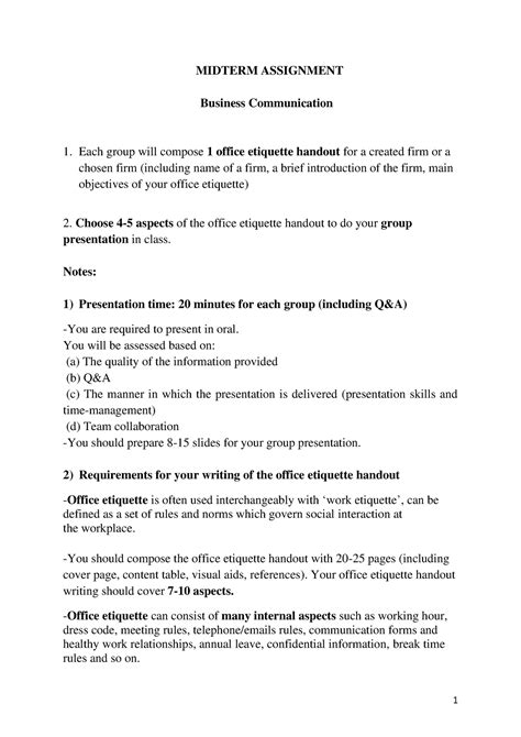 business communication midterm assignment 1 midterm assignment