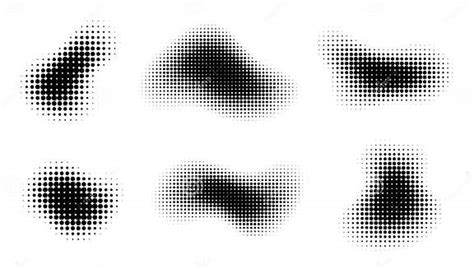 Abstract Halftone Figures Gradient Dot Texture Circular Spray Effect Graphic Retro Shapes
