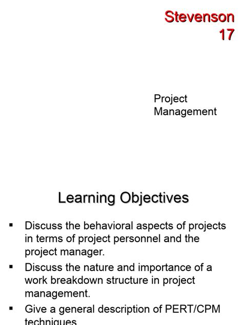Stevenson Chapter 17 Project Management Pdf Project Management