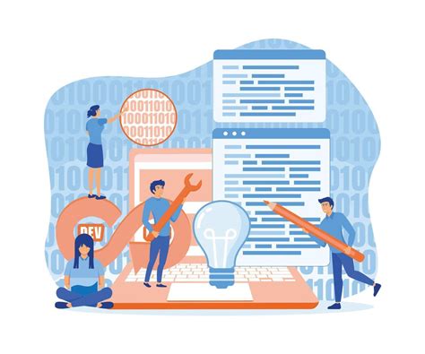 Devops Software Equipo De Programador Desarrollo Y Operaciones Plano Vector Moderno