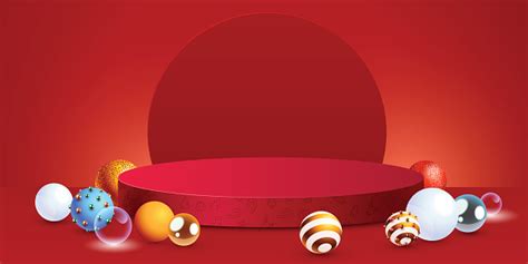 장면을 모의 화장품 및 제품 디스플레이를 위한 연단 무대 받침대 또는 플랫폼 크리스마스 나무 겨울 크리스마스 빨간색 배경 12월에 대한 스톡 벡터 아트 및 기타 이미지