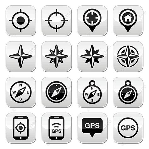 Gps Navigationwind Rosecompass Buttons Set Vector Home Sign Vector