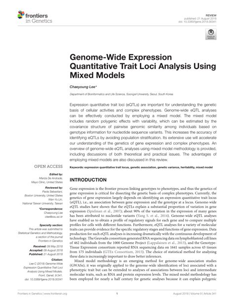 Pdf Genome Wide Expression Quantitative Trait Loci Analysis Using