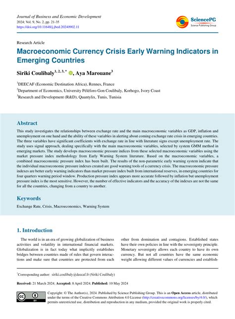 Pdf Macroeconomic Currency Crisis Early Warning Indicators In