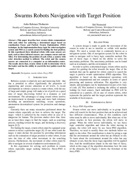 pdf swarms robots navigation with target position