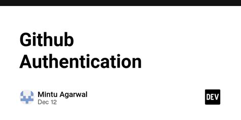 github authentication dev community