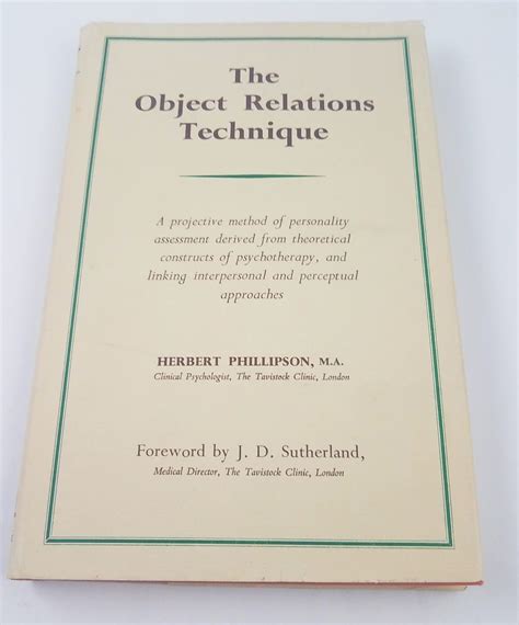 Object Relations Technique By Herbert Phillipson Very Good Minus Hardcover 1955 First Edition
