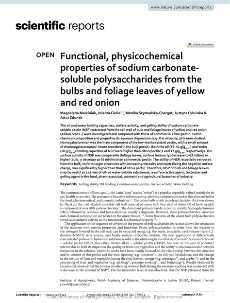 Pdf Functional Physicochemical Properties Of Sodium Carbonate Soluble Polysaccharides From