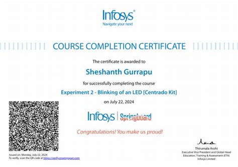 sheshanth gurrapu on linkedin infosysspringboard ledexperiment