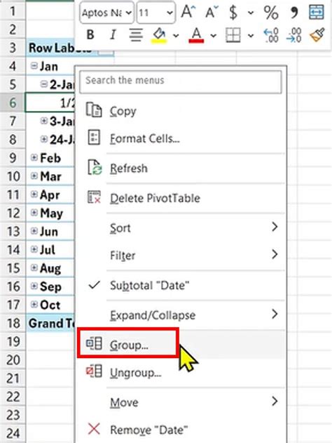 melakukan grouping di pivot table kursus excel online and offline