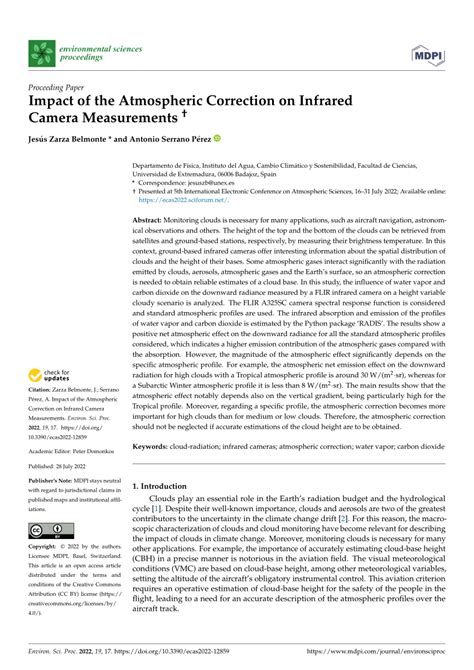 Pdf Impact Of The Atmospheric Correction On Infrared Camera Measurements