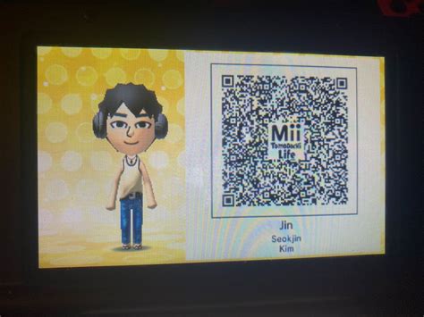 Jin Qr Code Ra Themes Mii Characters Aesthetic Tomodachi Life Qr
