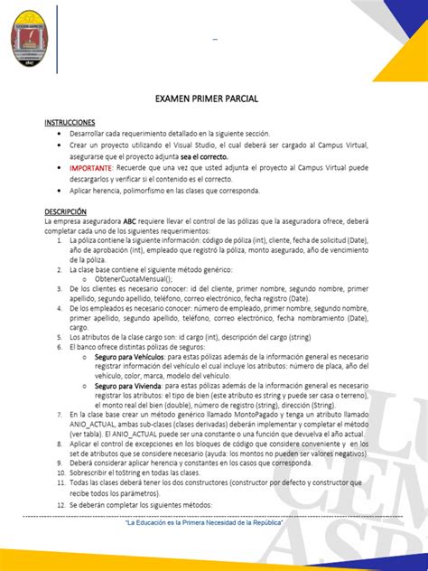 Examen Práctico Primer Parcial Práctica Examen Viejo Pdf