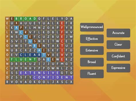 Adjective To Create Objective Wordsearch