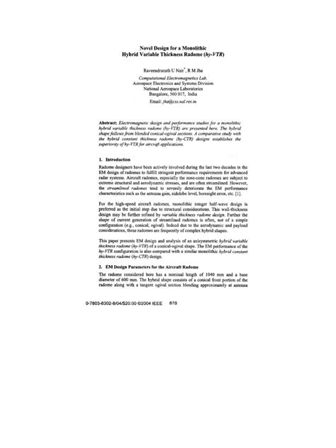 design of monolithic hybrid variable thickness radome nair2004 pdf