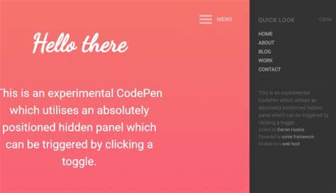 18 CSS Off Canvas Menu Navigation OnAirCode