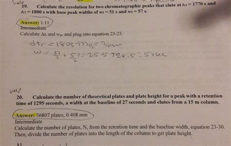 Solved 19 Calculate The Resolution For Two Chromatographic