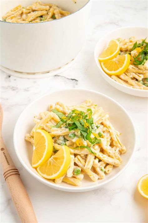 One Pot Pasta With Ricotta And Lemon Salt And Spoon