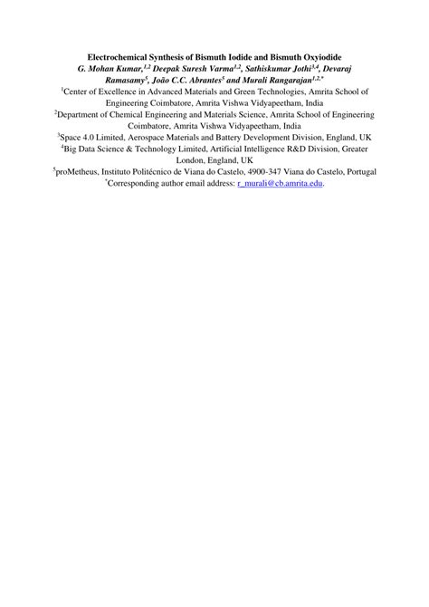 Pdf Electrochemical Synthesis Of Bismuth Iodide And Bismuth Oxyiodide