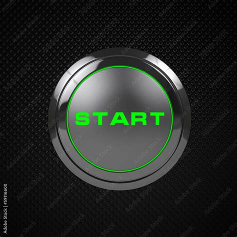 Green Led Start Button On Black Background Stock Illustration Adobe Stock
