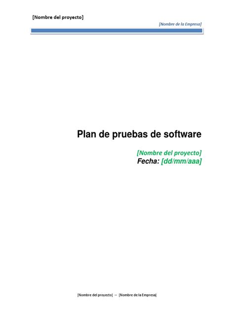Plantilla De Plan De Pruebas De Software Pdf Software Pruebas De Software