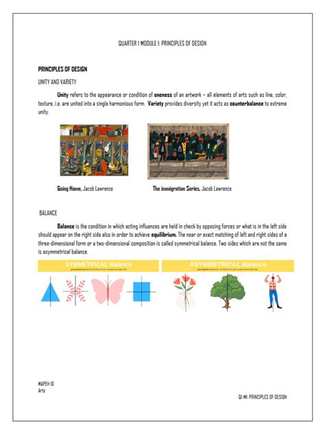 Quarter 1 Module 1 Principles Of Design Pdf Composition Visual
