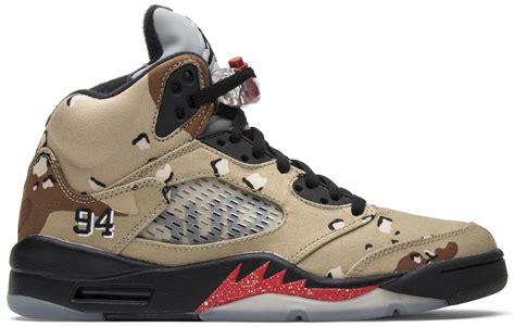 Buy Supreme X Air Jordan 5 Retro Desert Camo 824371 201 Goat