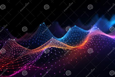 Dynamic Network Waveform With Bright Colors And Geometric Connections Ideal For Technology And