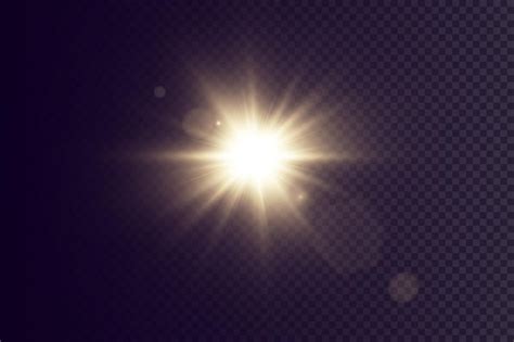 벡터 투명 햇빛 특수 렌즈 플레어 효과 프리미엄 벡터