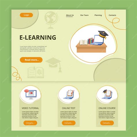 Premium Vector Elearning Flat Landing Page Website Template Video