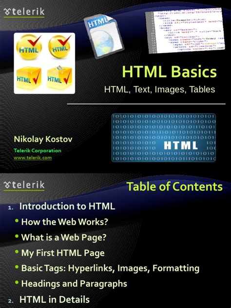 Html Basics Html Text Images Tables Pdf Html Element Html