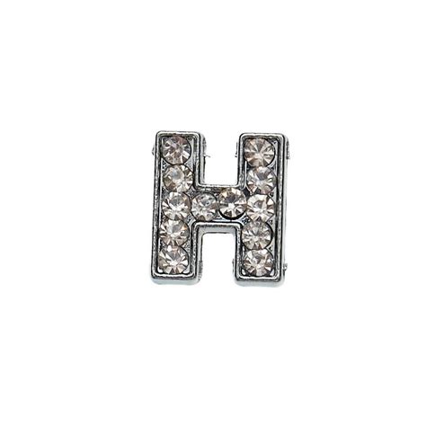 Метален аксесоар за гривна с формата на буквата Н инкрустиран с малки бели камъчета подаръци