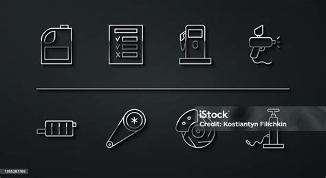 모터 기관지 오일 자동차 머플러 페인트 스프레이 건 캘리퍼브레이크 디스크 타이밍 벨트 키트 검사 에어 펌프 및 주유소 아이콘용