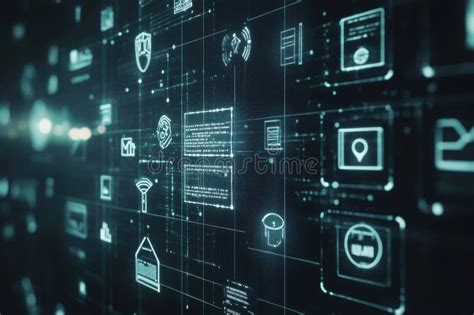A Digital Representation Of An Identity Verification System With Glowing Lines And Icons On A