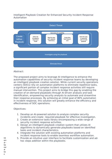 Pdf Intelligent Playbook Creation For Enhanced Security Incident Response Automation