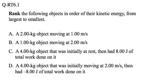 solved q rt6 1 rank the following objects in order of their