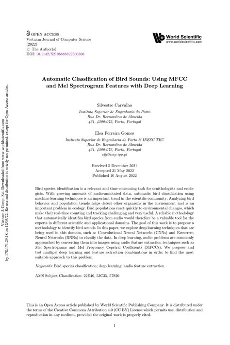 Pdf Automatic Classification Of Bird Sounds Using Mfcc And Mel