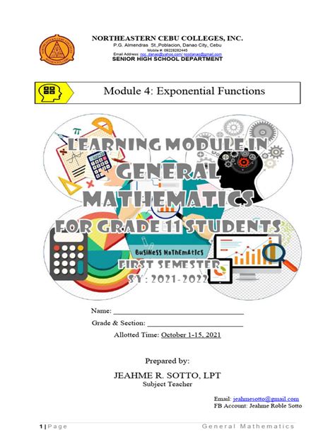 module 4 exponential functions pdf function mathematics