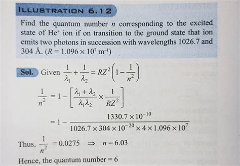 ILLUSTRATION Find The Quantum Number N Corresponding To The Excited