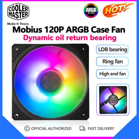 Cooler Master Mobius 120P ARGB Case Fan LDB Bearing Cpu Cooler Ring Fan