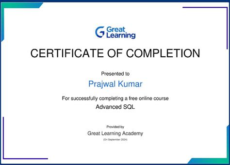 Thrilled To Share That I Have Successfully Completed The Advanced Sql